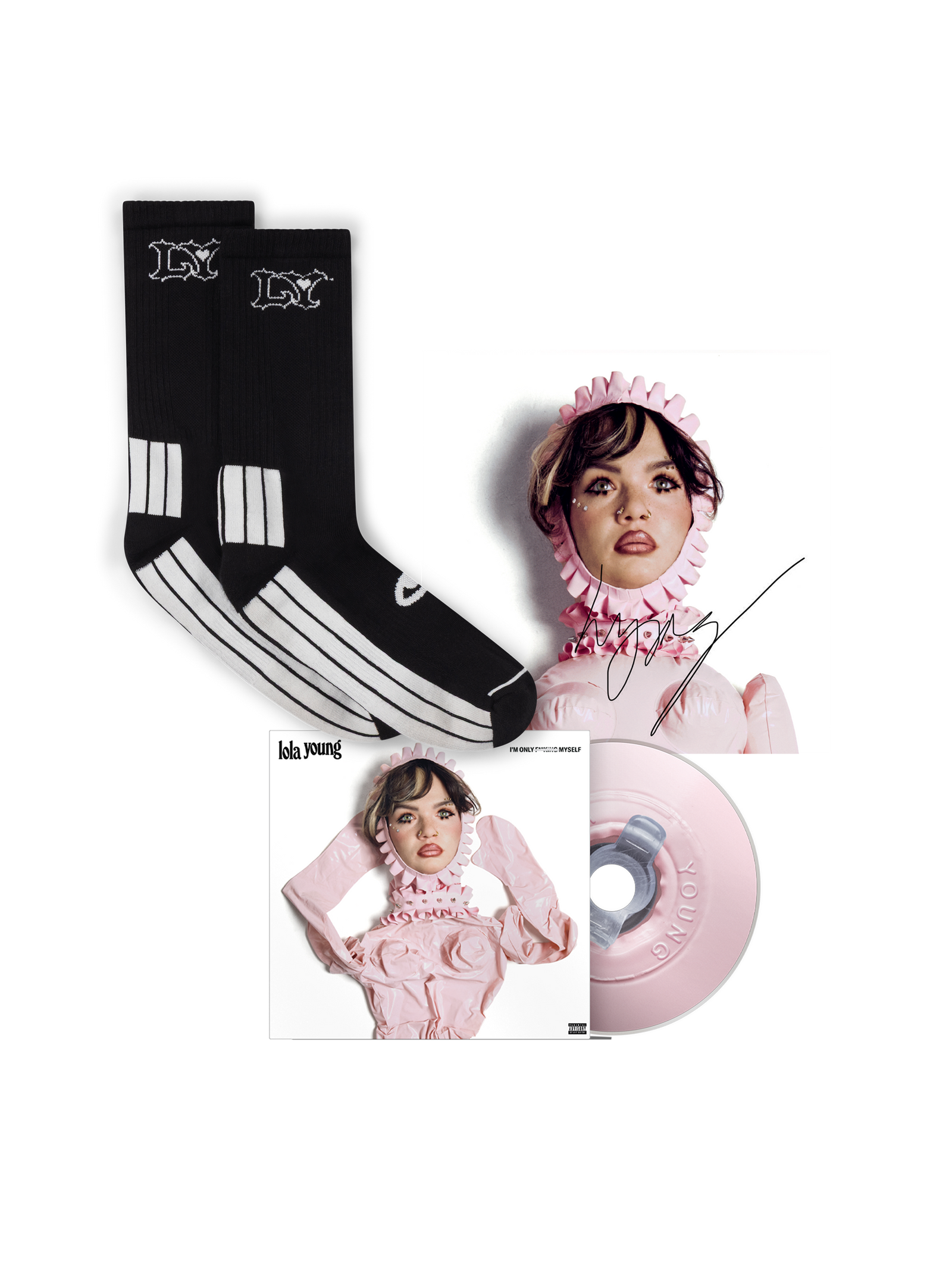 Aries x Lola Young Black Socks + Deflated Doll CD + Signed Art Card ...